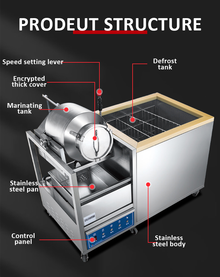 HVEF bubble thawing tank with meat marinating machine /Vacuum Tumbler ...